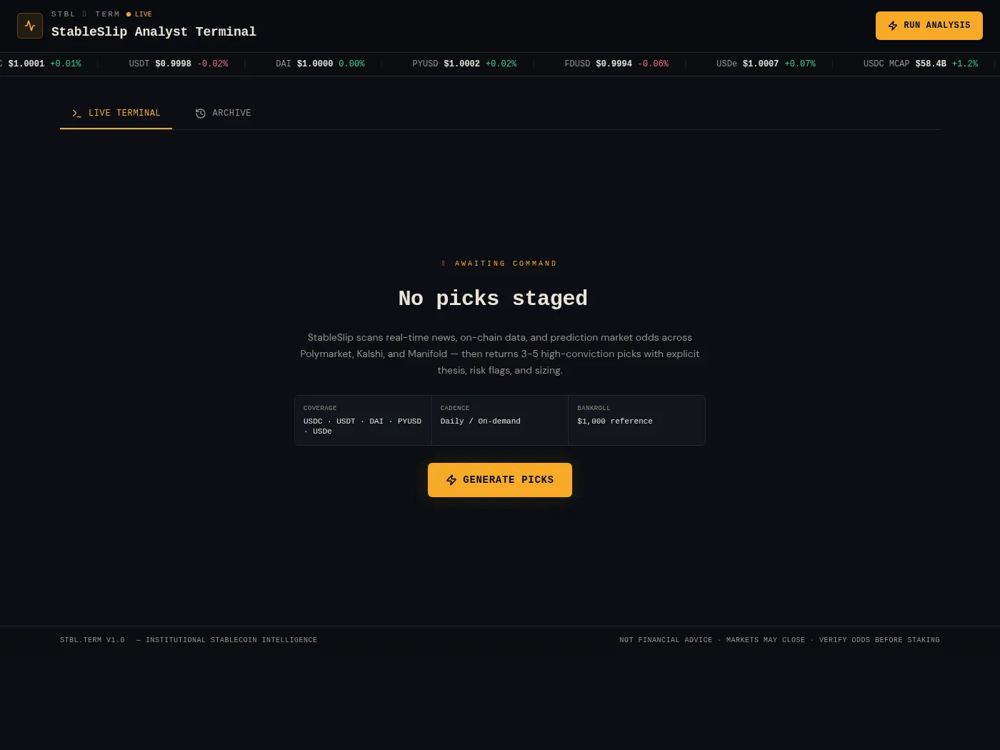 StableSlip Analyst Terminal