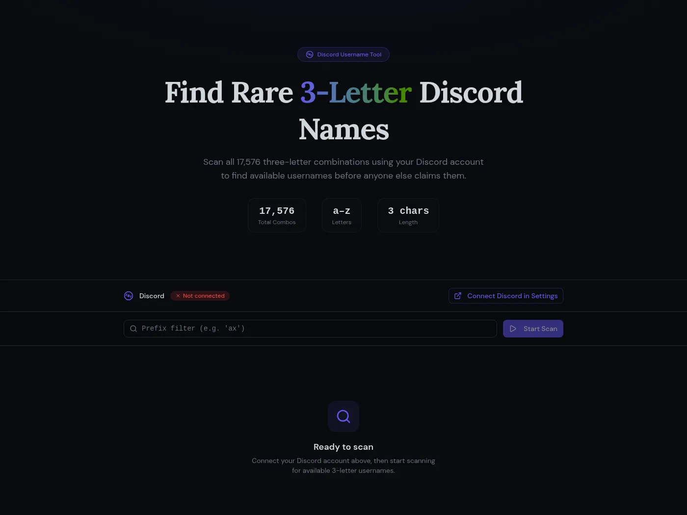 3-Letter Discord Finder