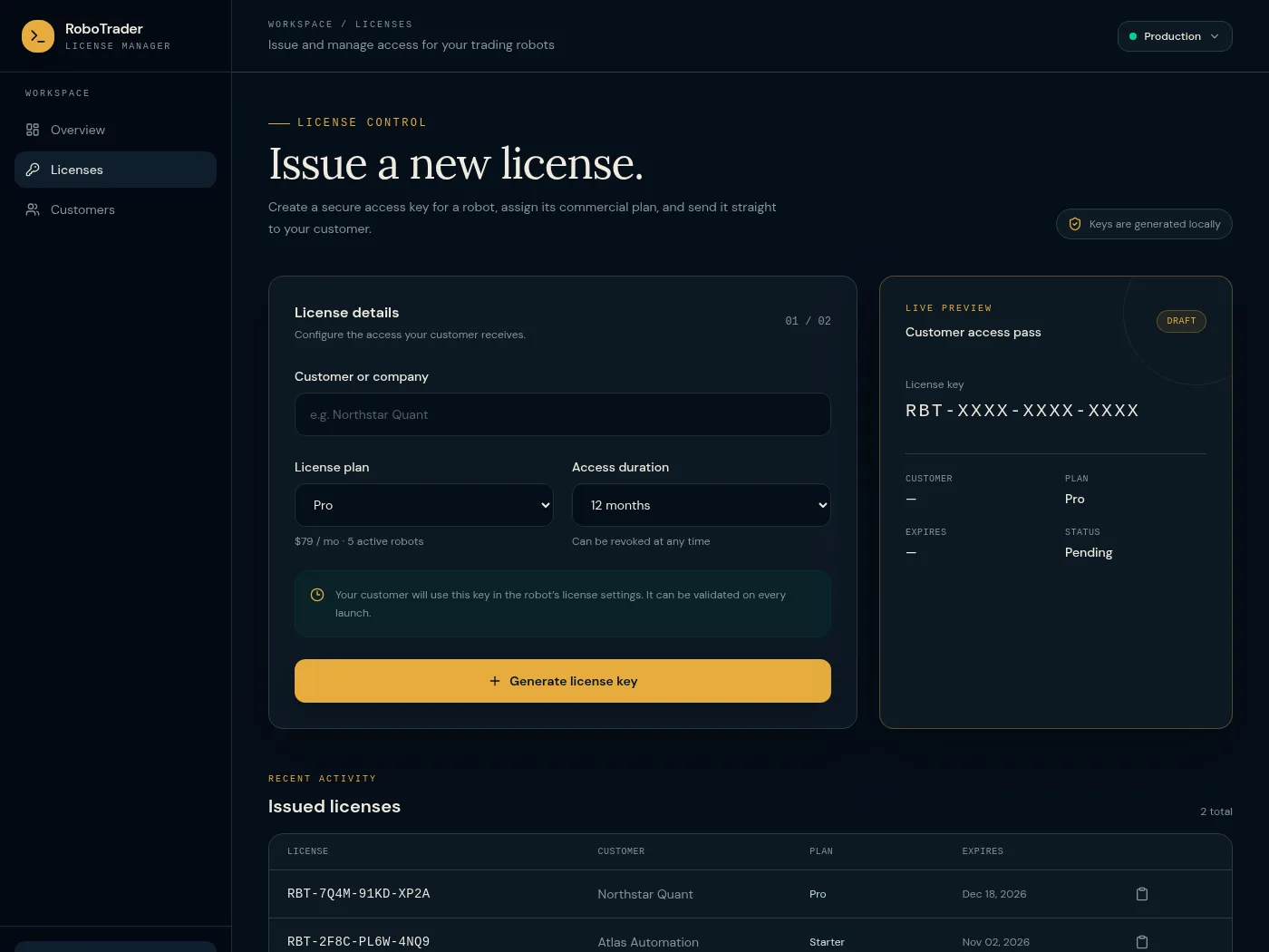RoboTrader License Manager