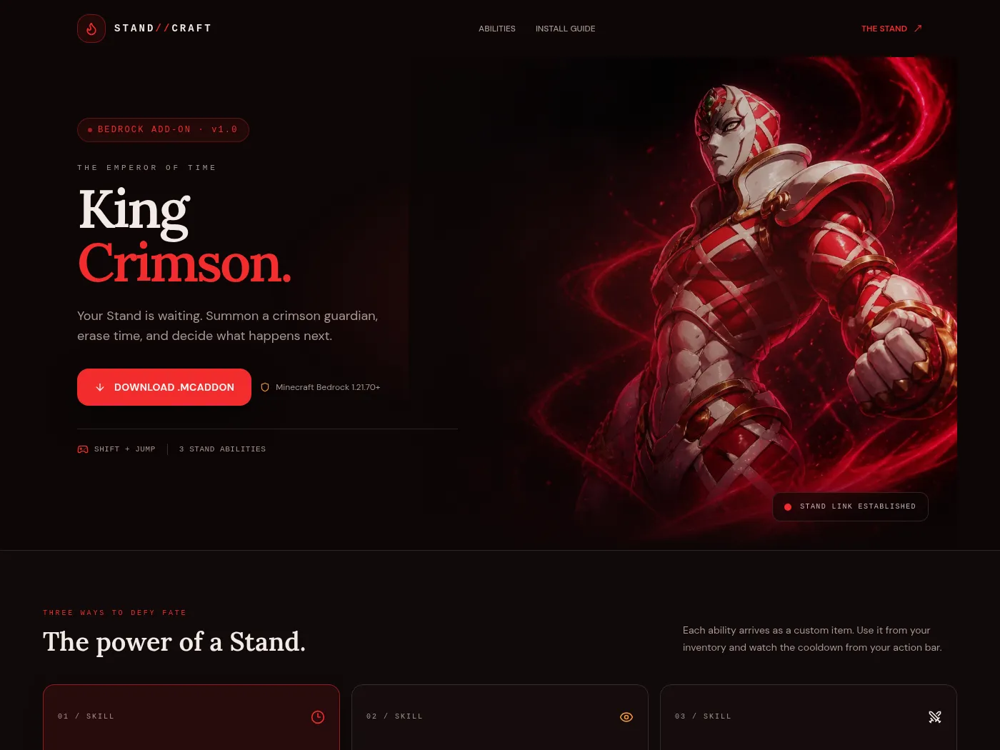 King Crimson Minecraft Add-On
