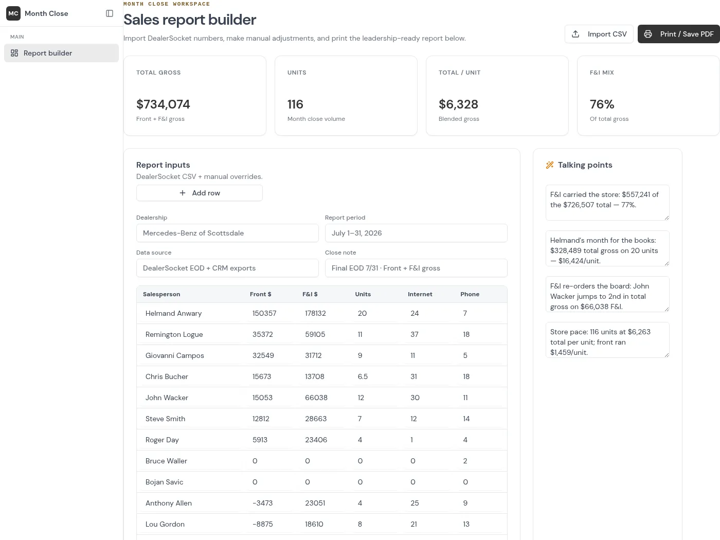 Sales Report Builder