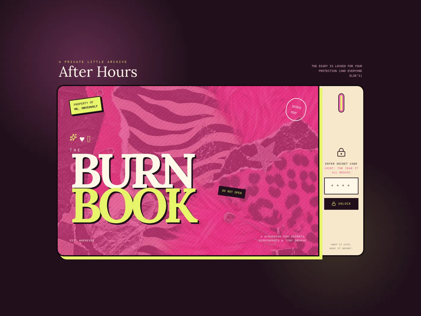 Secret Burn Book Diary
