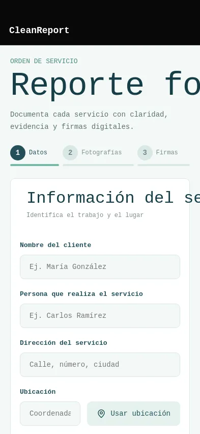CleanReport Mobile App