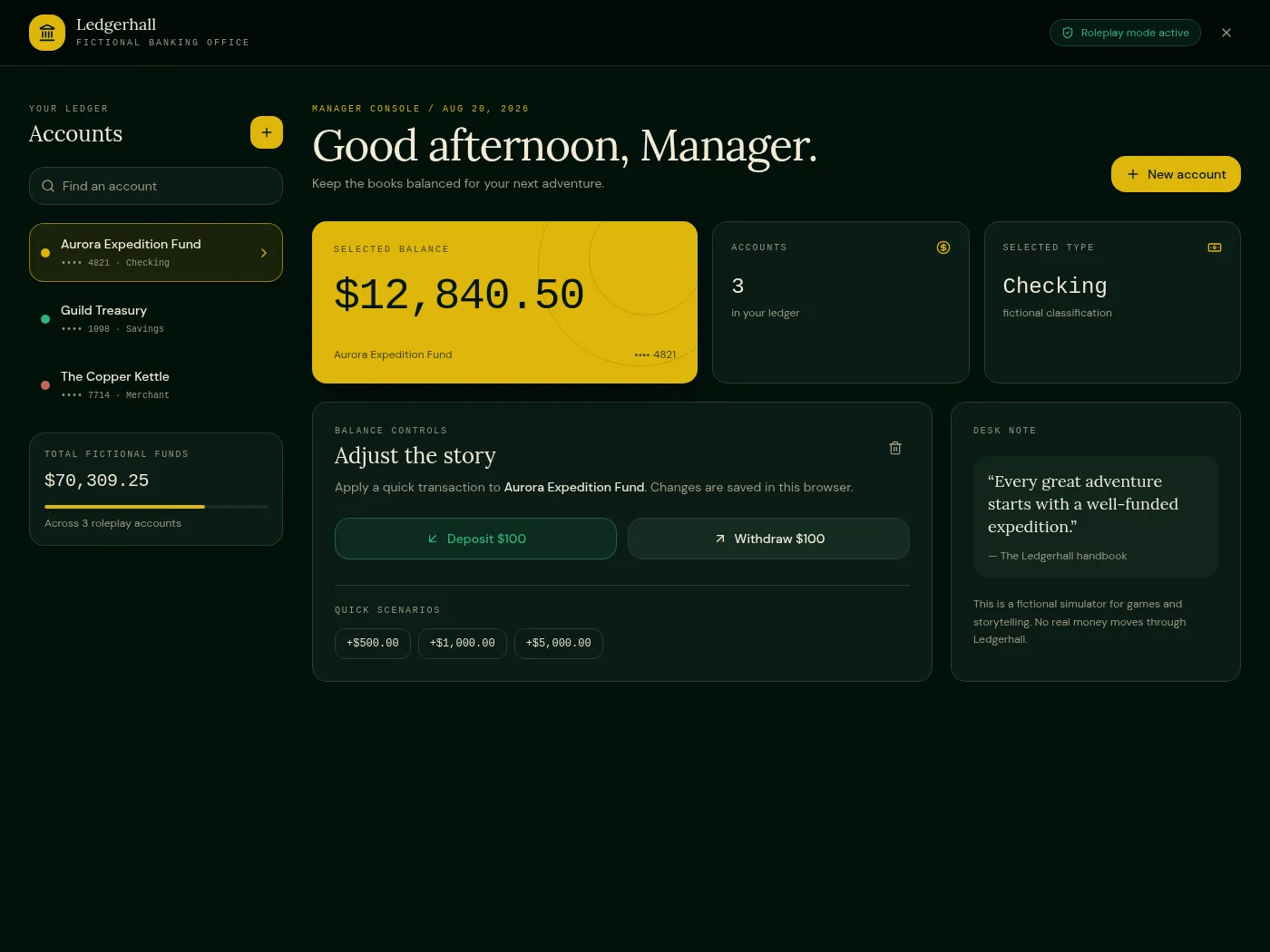 LARP Bank Simulator