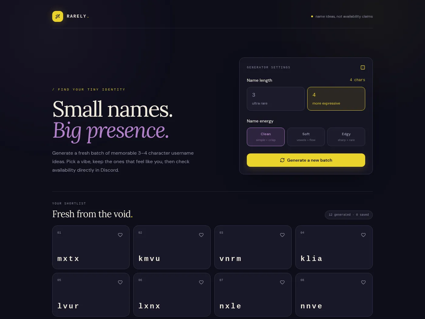Rare Discord Name Finder