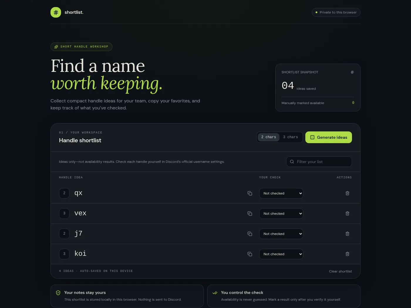 Discord Handle Checker