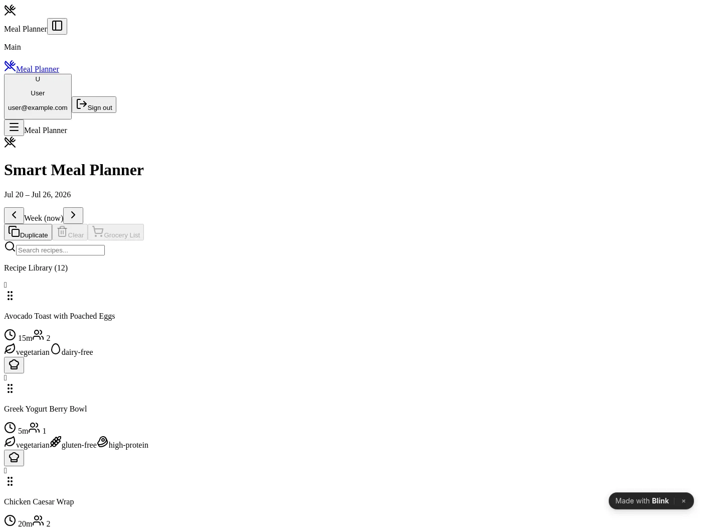 Smart Meal Planner