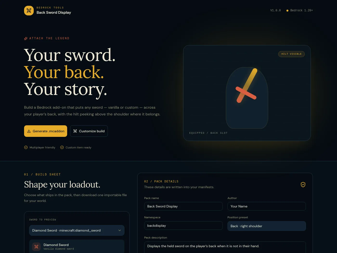 Back Sword Display
