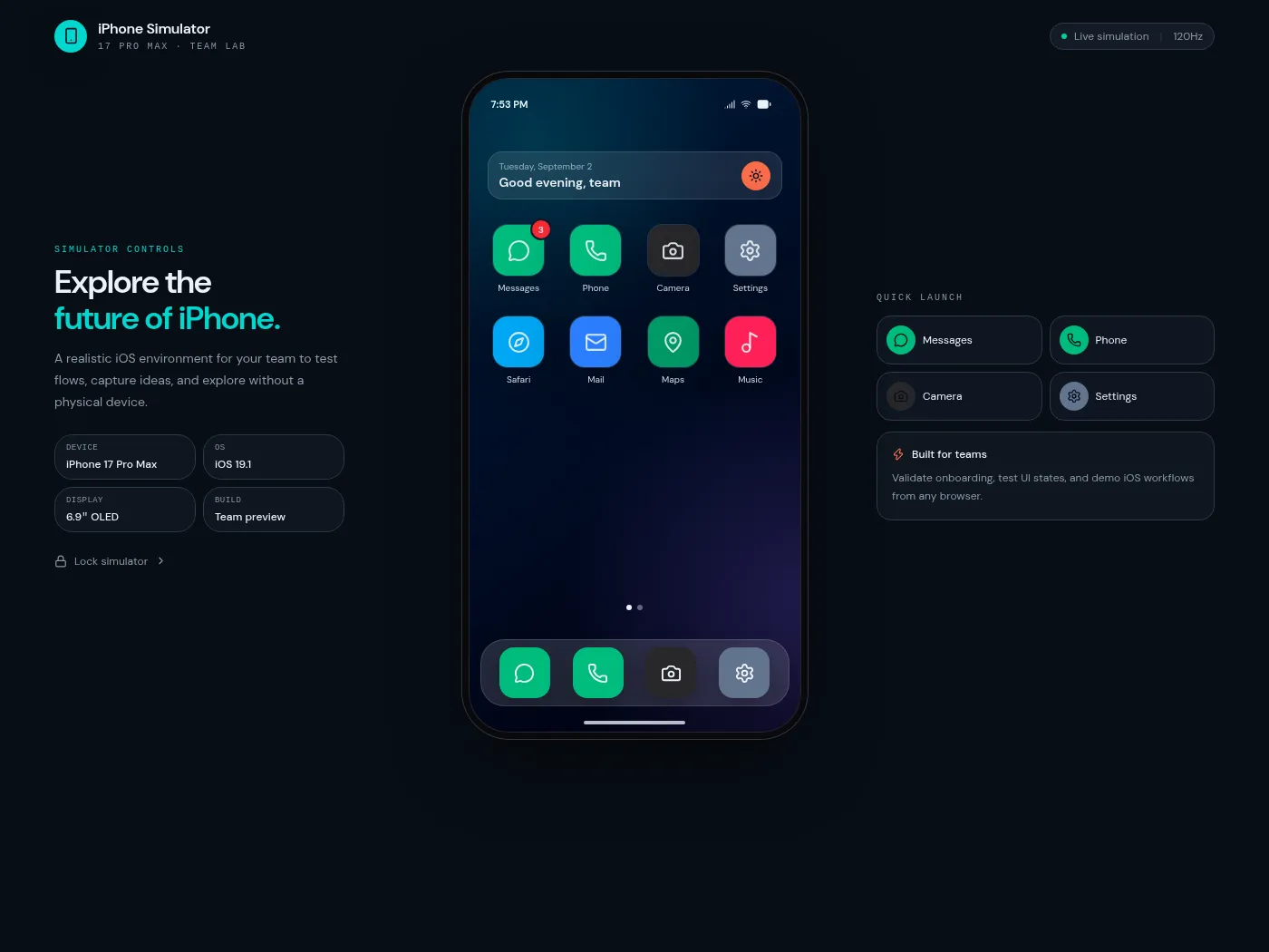 iPhone 17 Pro Max Simulator