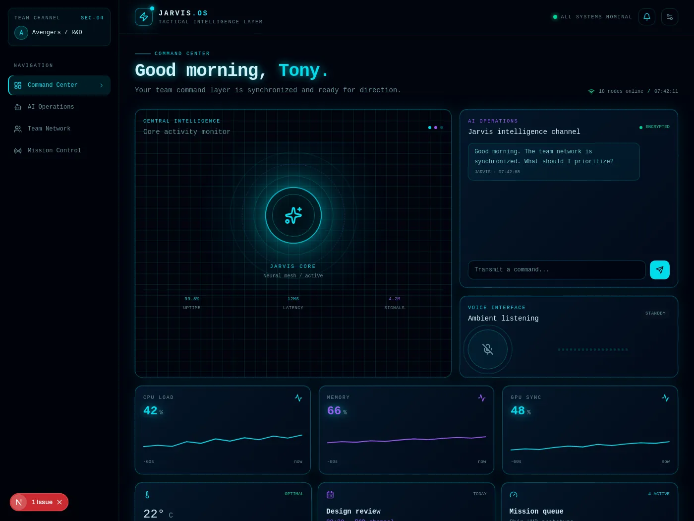 Jarvis Futuristic Dashboard