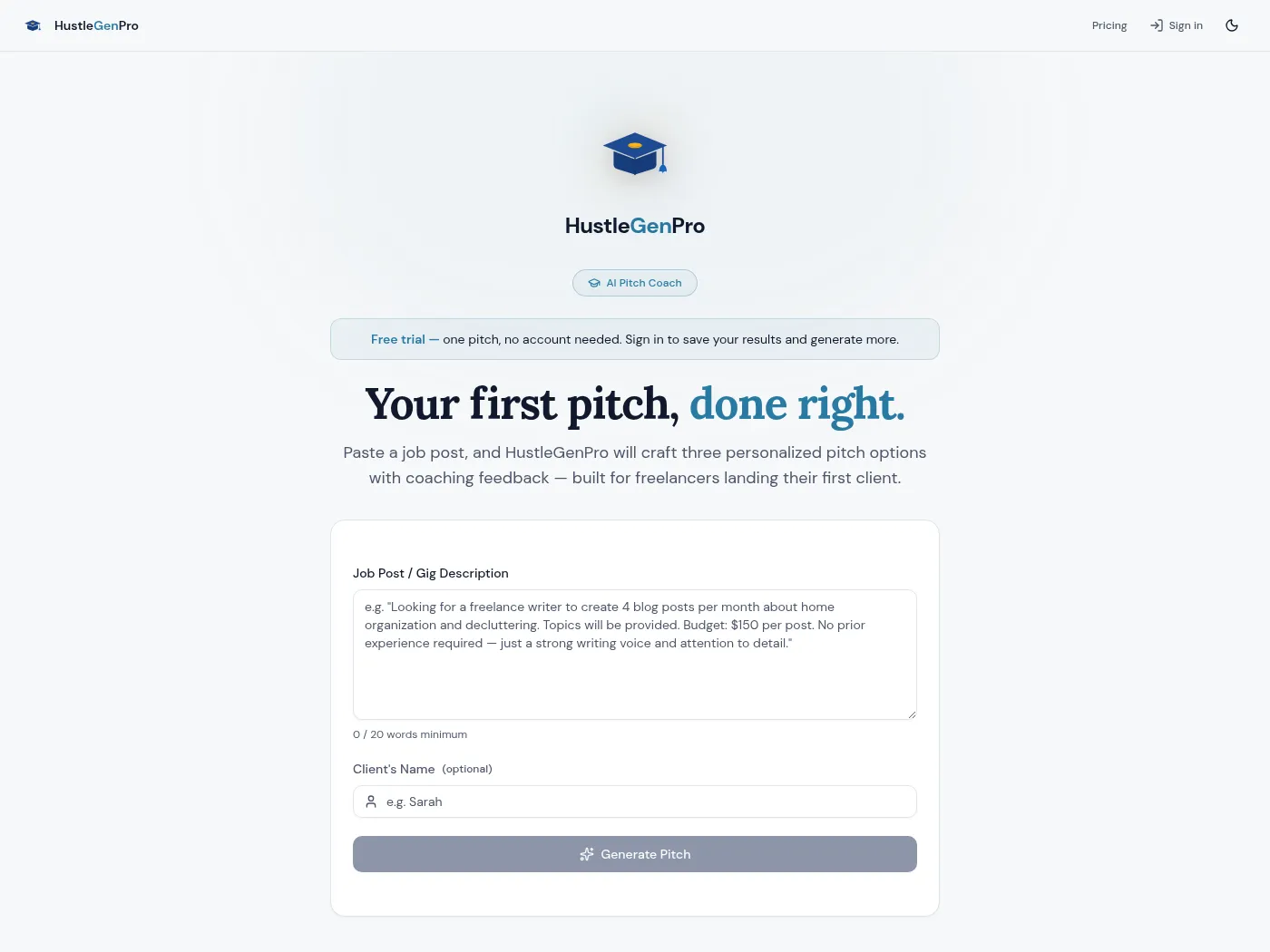 HustleGenPro AI Pitch Coach