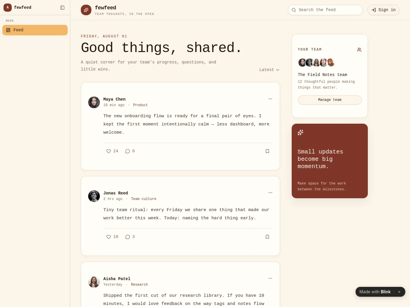 Fewfeed Clone Web App