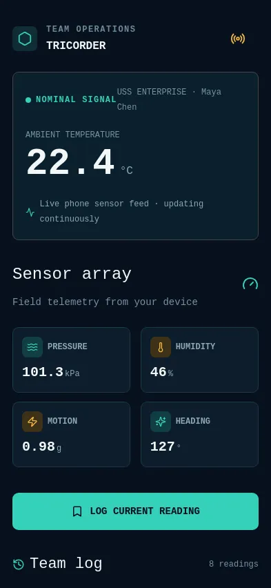 Tricorder Team App