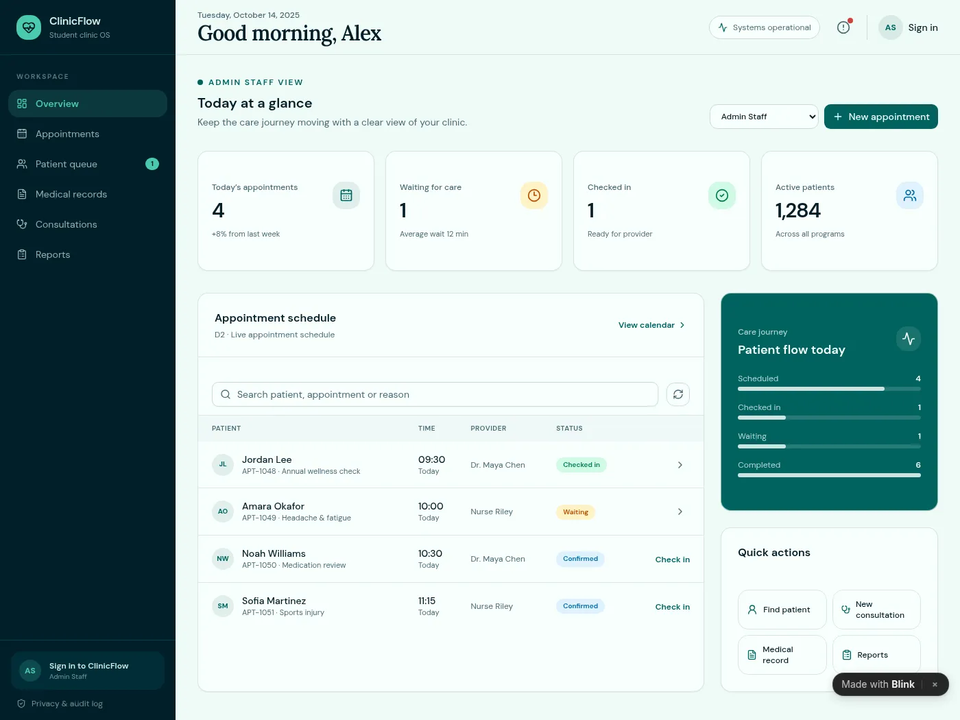 ClinicFlow Manager
