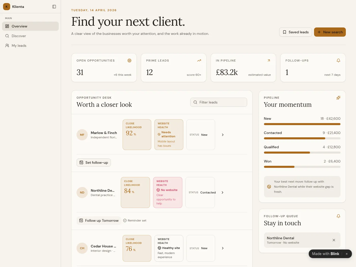 Klienta Lead CRM