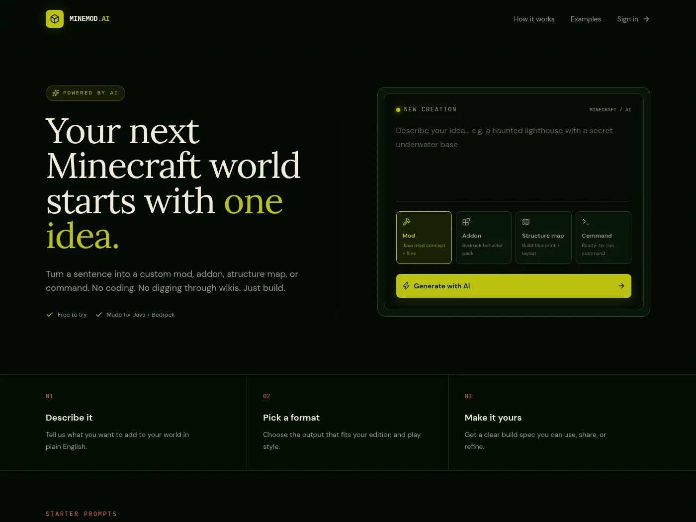 MineMod AI Generator
