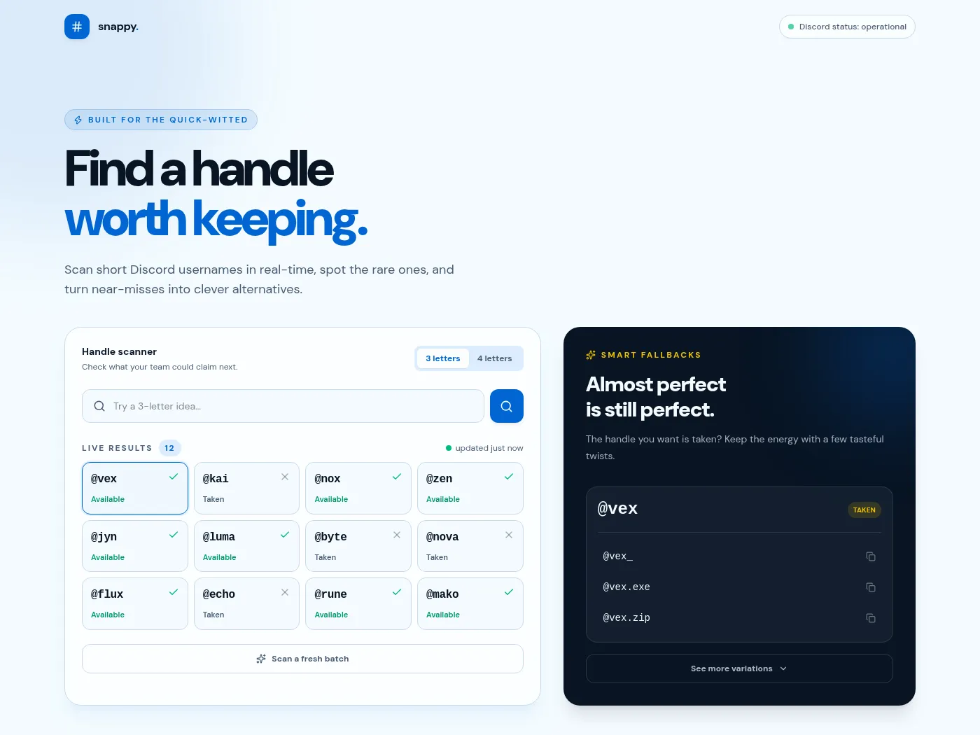 Snappy Discord Handle Finder