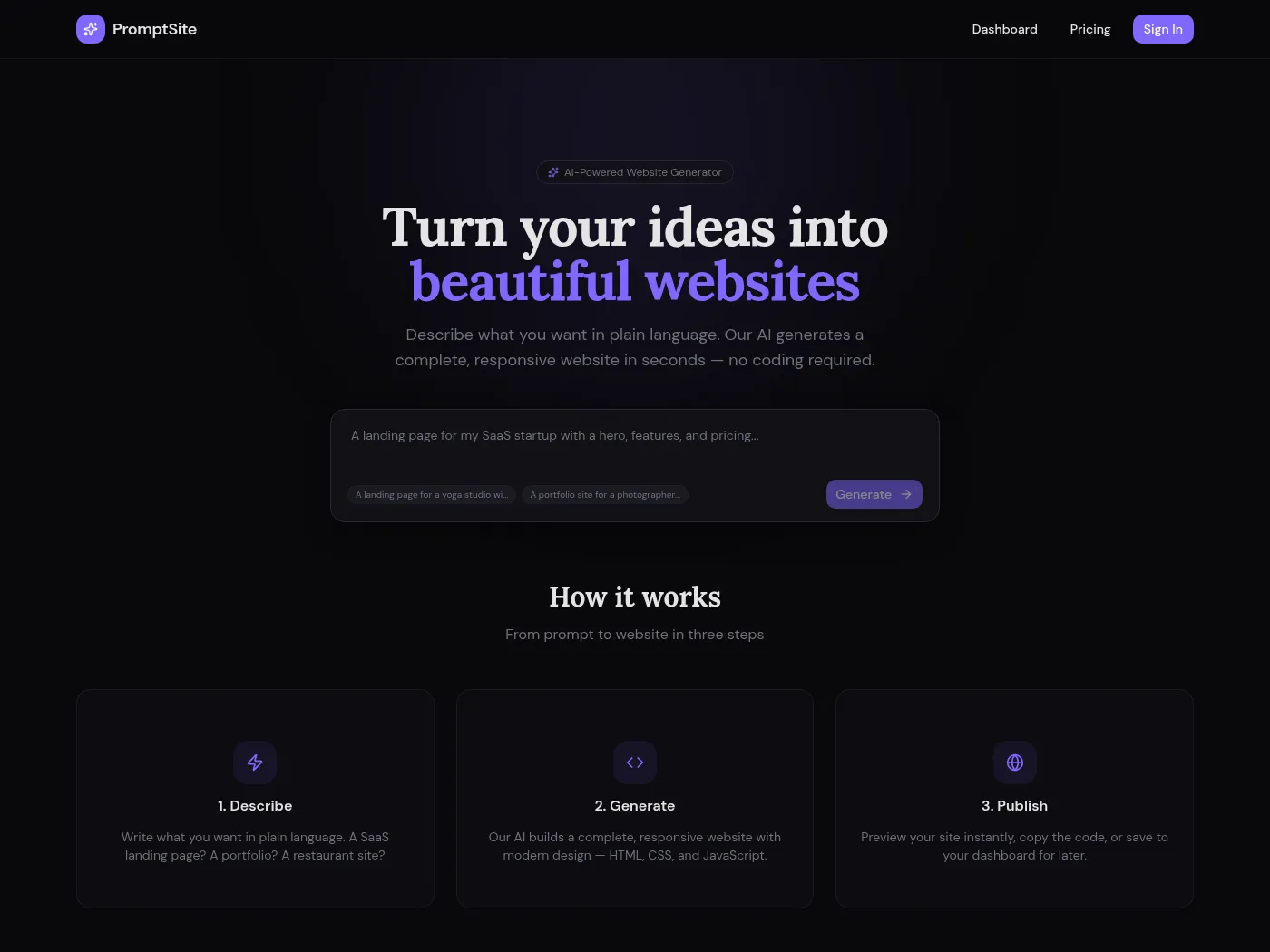 PromptSite Generator