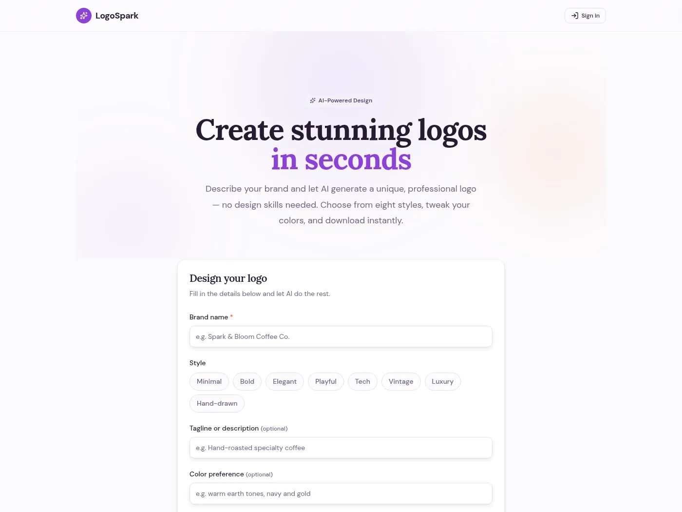 LogoSpark Generator