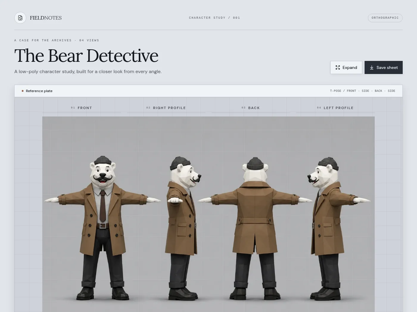 Low Poly Bear Detective Sheet
