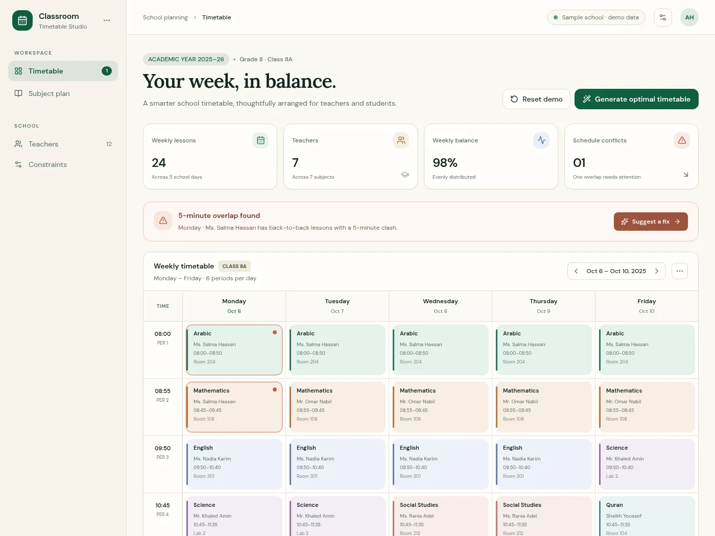 Pro Timetable Planner
