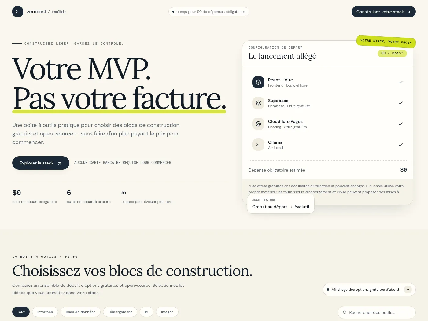 Zero Cost MVP Toolkit
