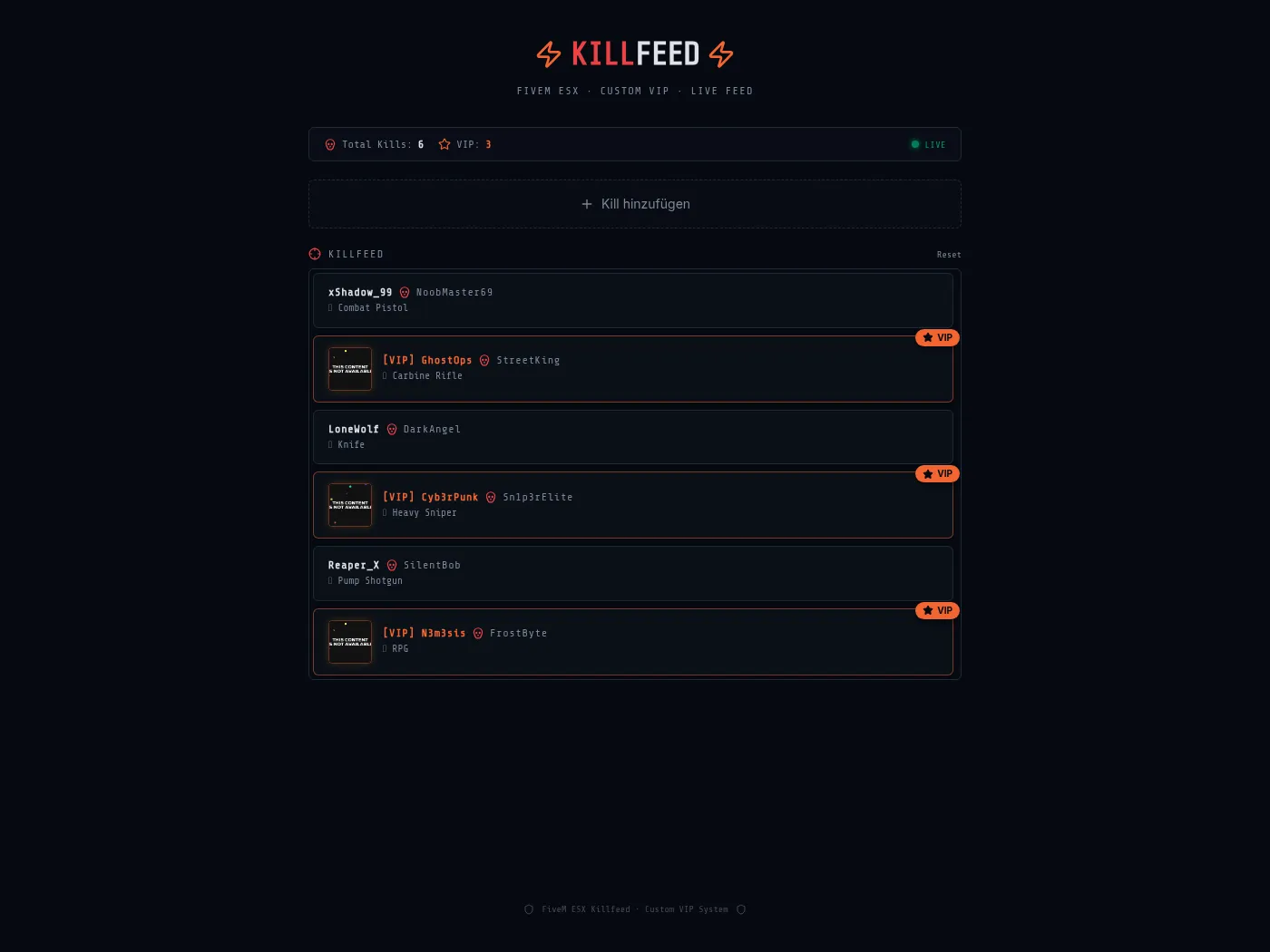 FiveM Custom Killfeed