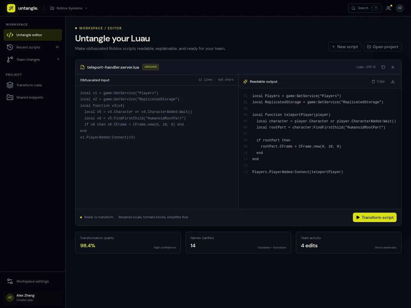 Luau Code Untangler