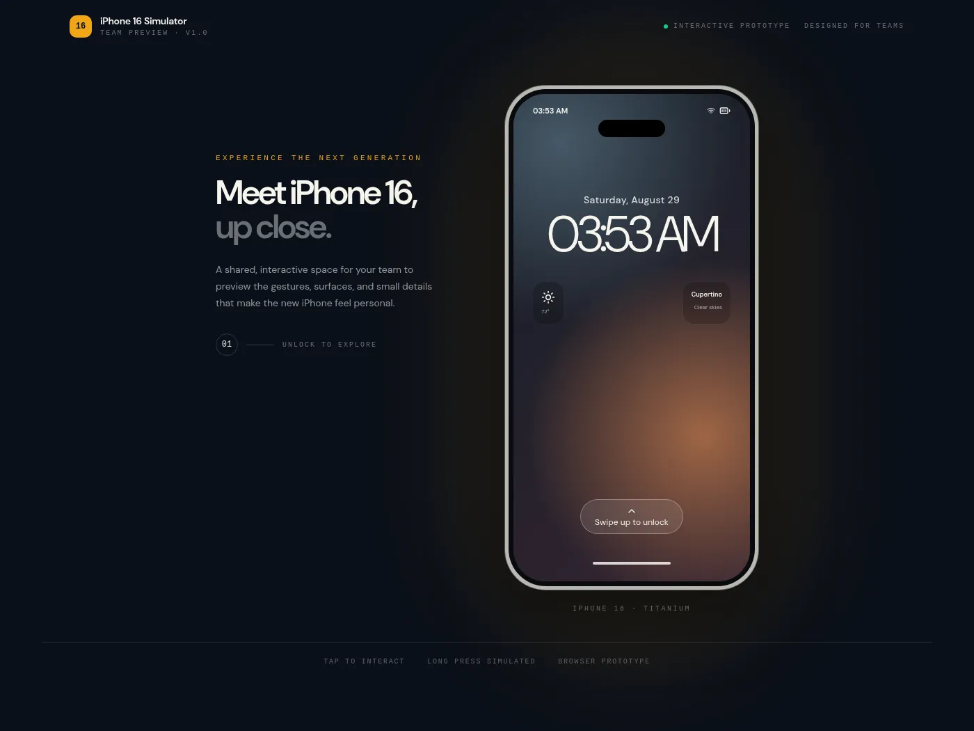 iPhone 16 UX Simulator