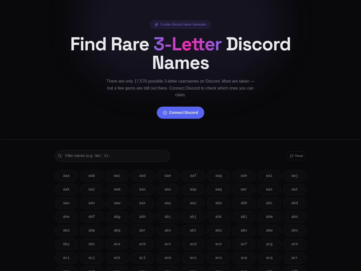 Discord Name Finder