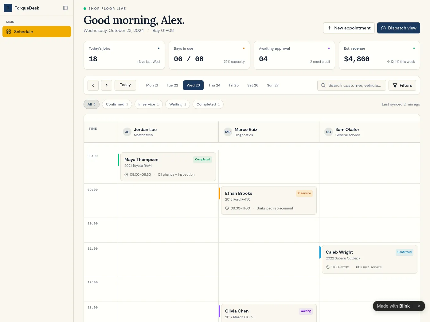 Mechanic Scheduler Pro