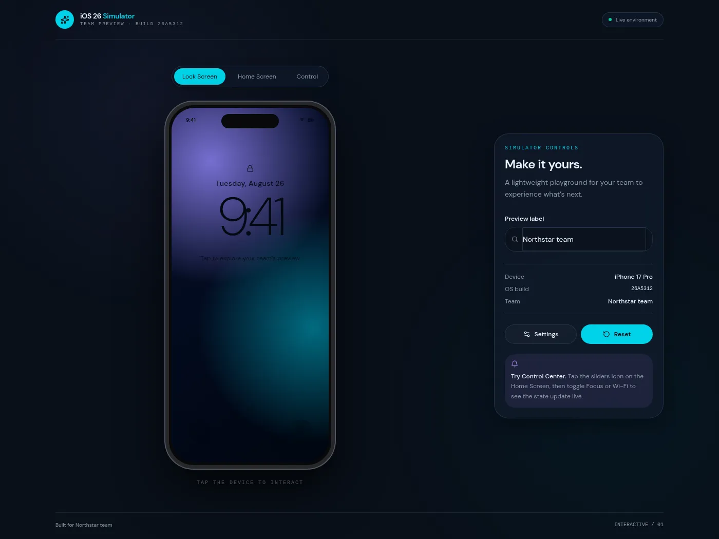 iOS 26 Web Simulator