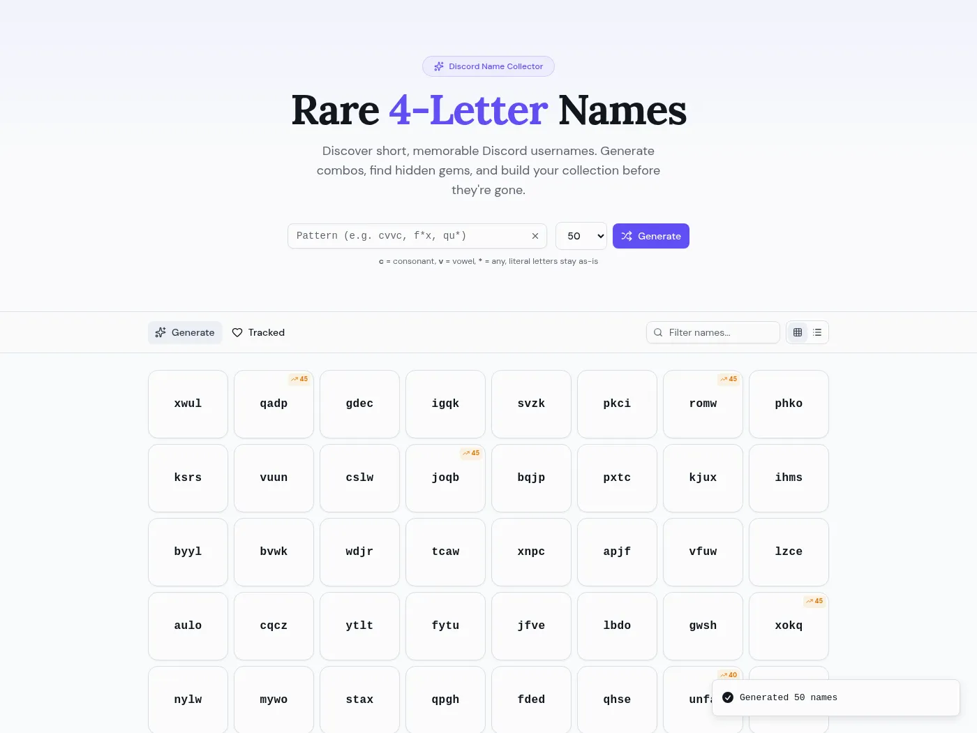 Rare Discord Name Finder