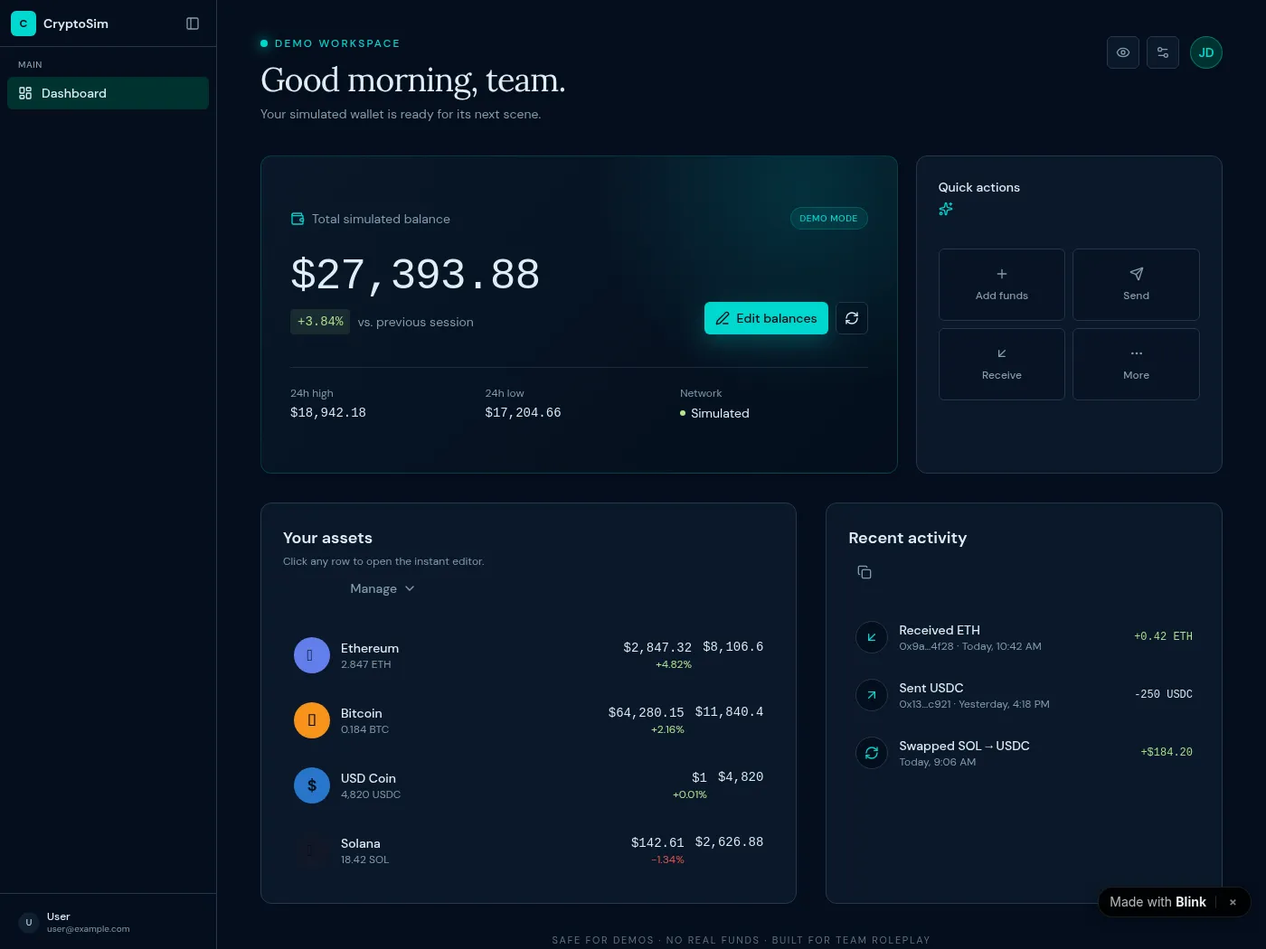 CryptoSim Wallet Demo