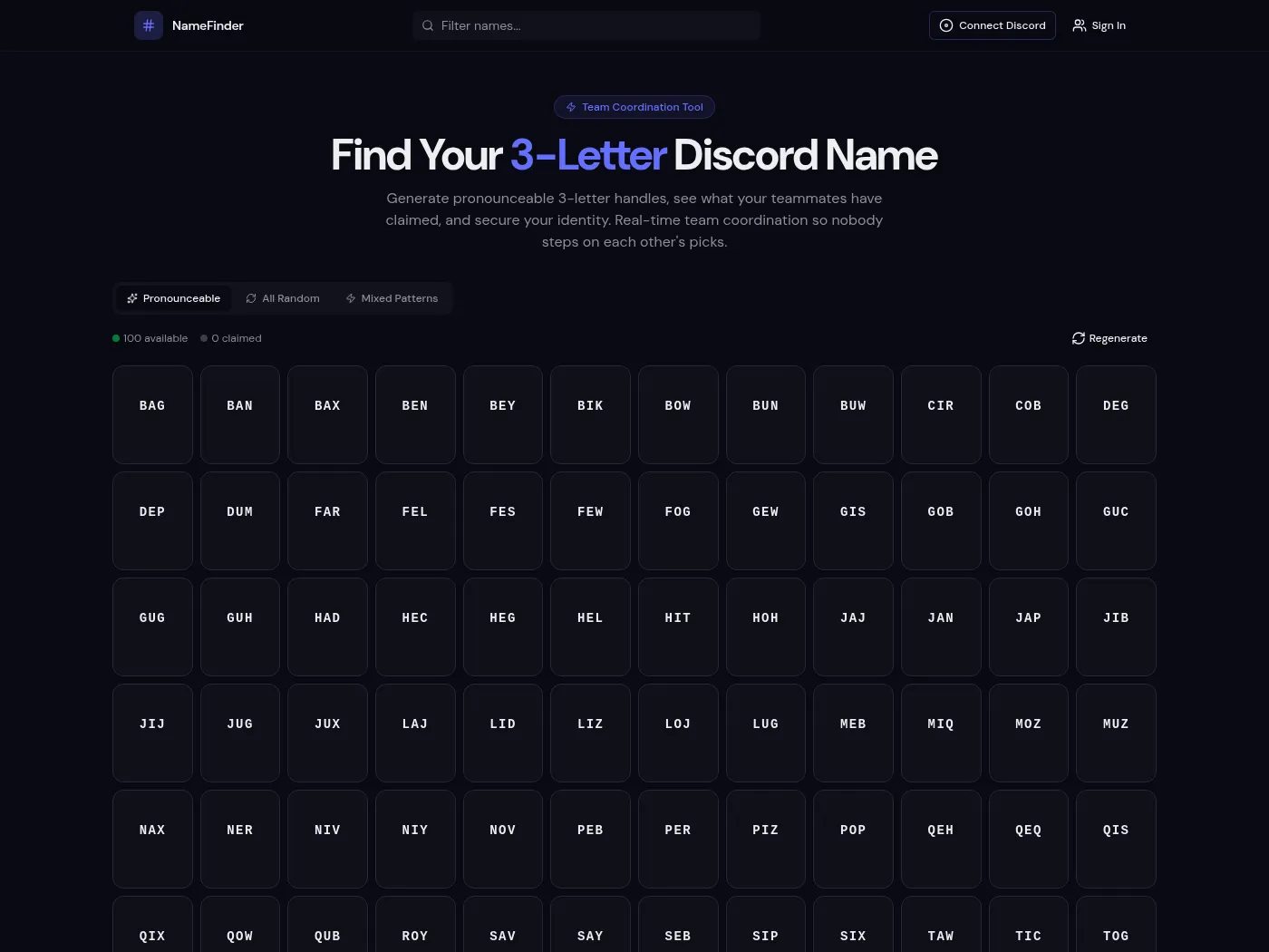 Discord Name Finder