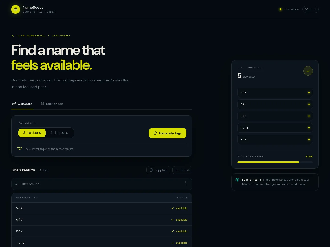 NameScout Discord Tool