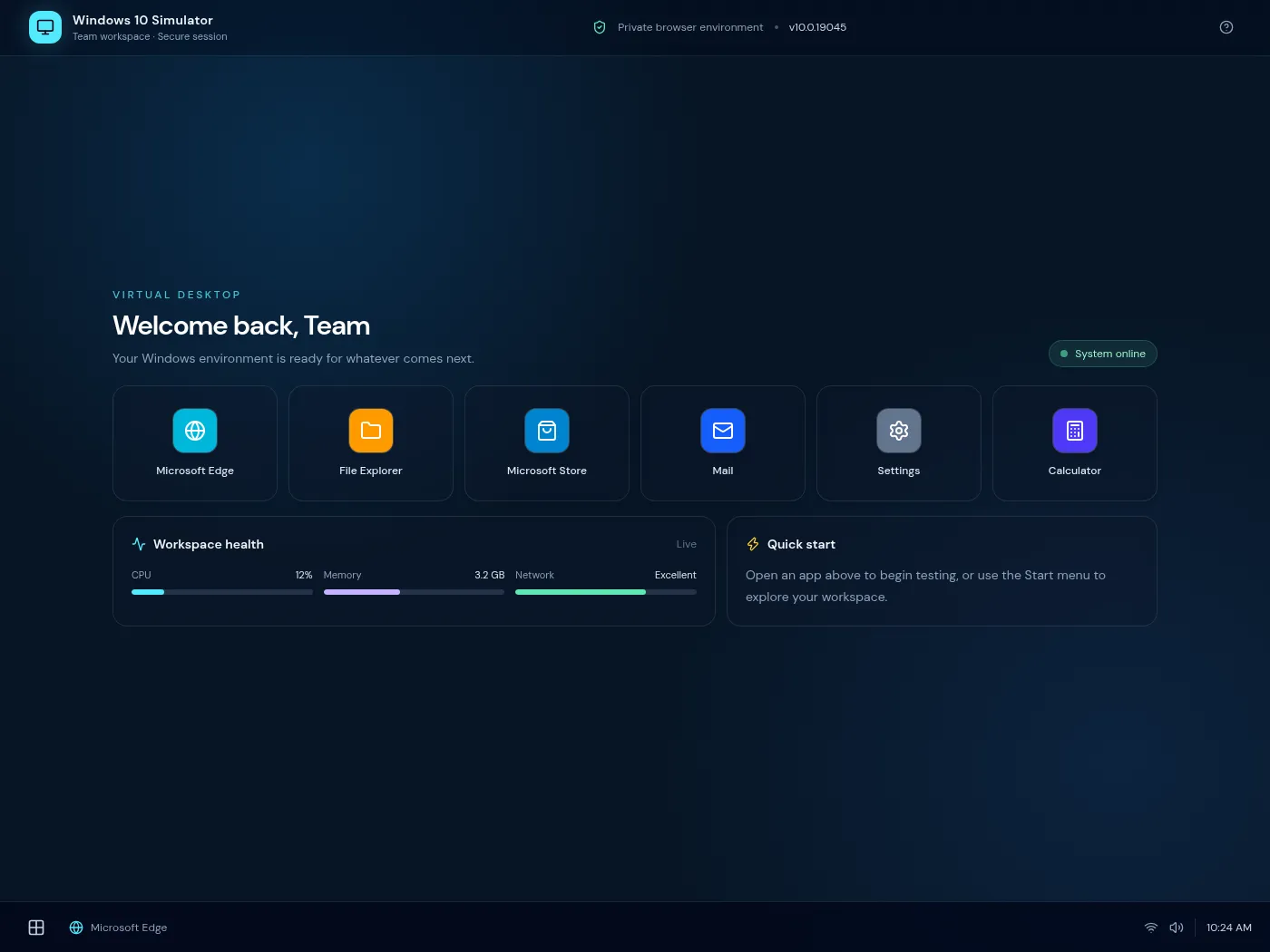 Web Windows 10 Simulator