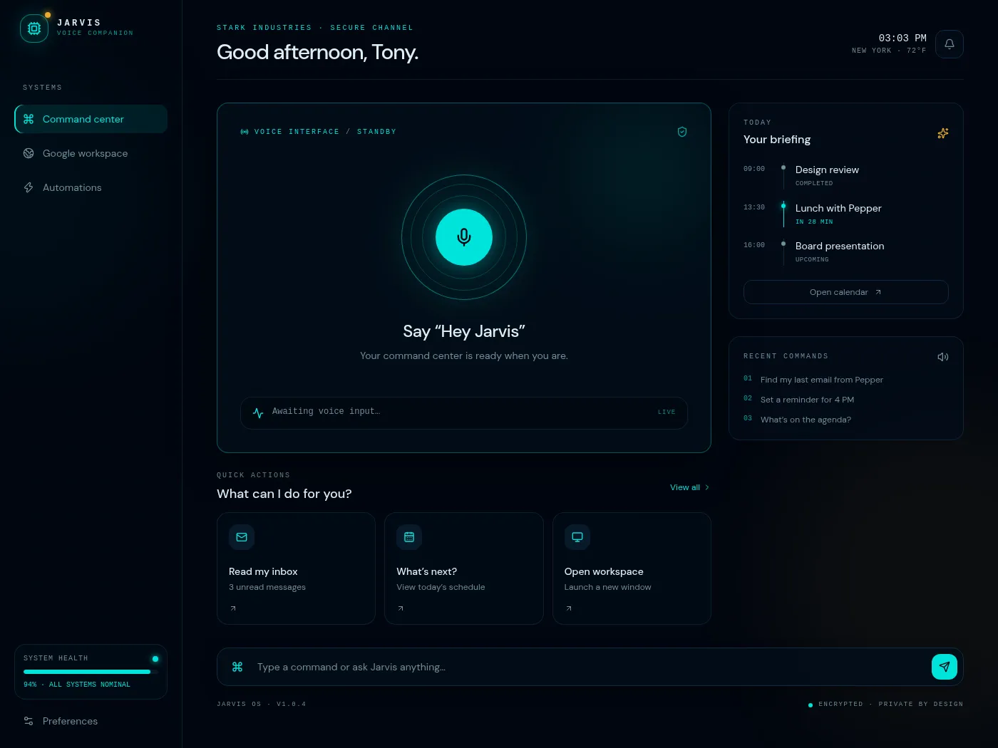 Jarvis Voice Companion