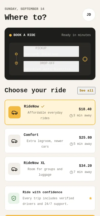 RideNow Taxi App