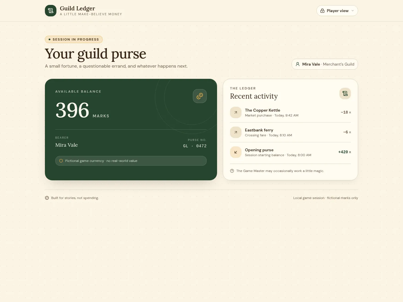 LARP Wallet Simulator