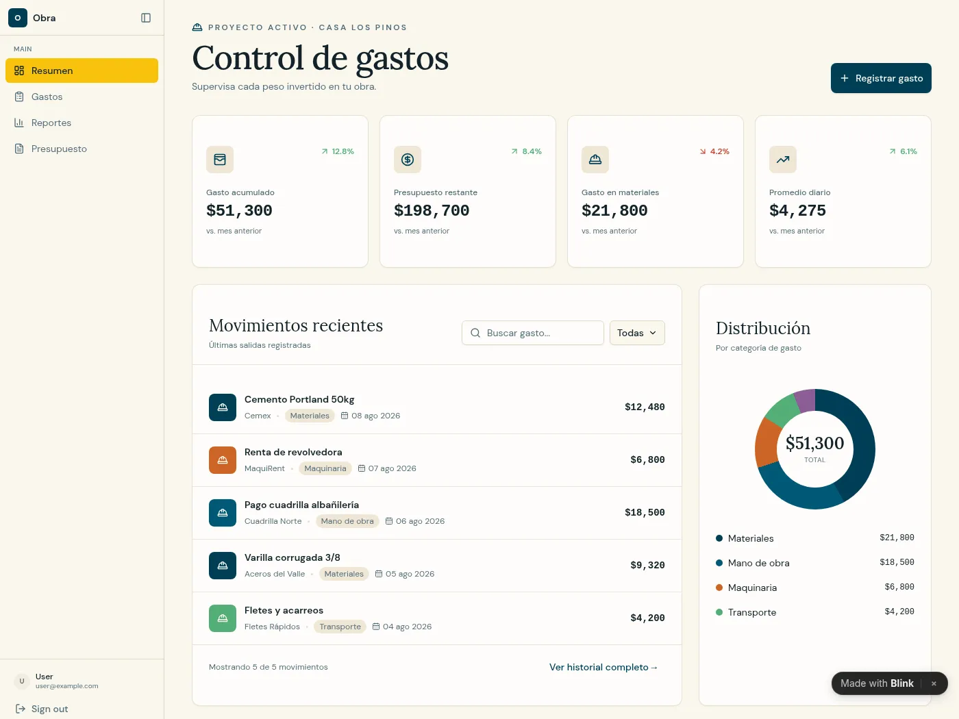 Obra Expense Tracker