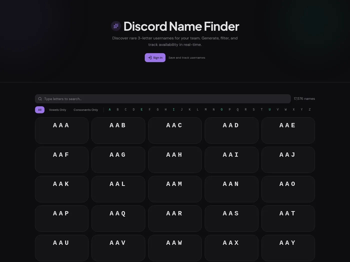 Discord Name Finder