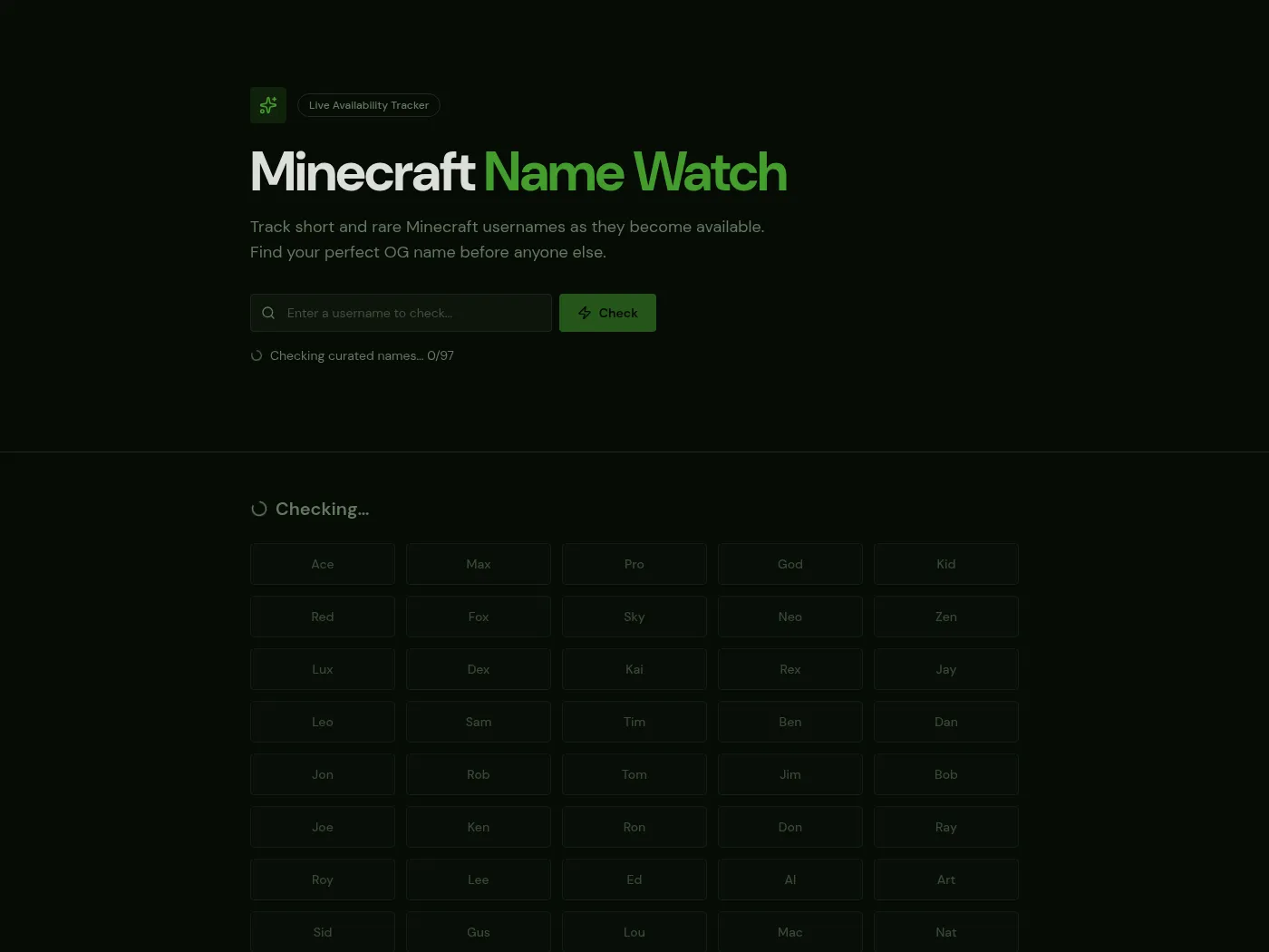 Minecraft Name Watch