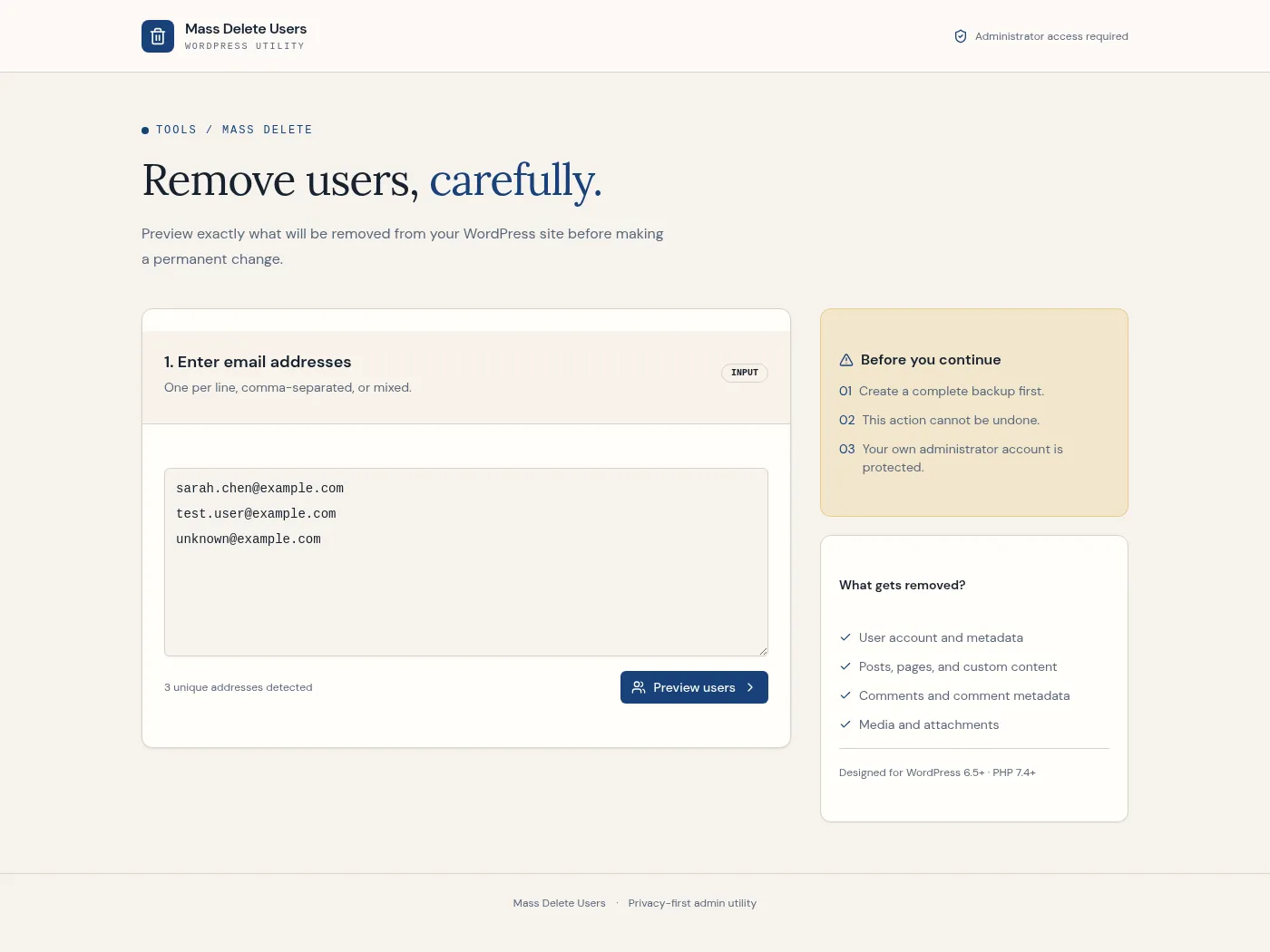Mass Delete Users WP