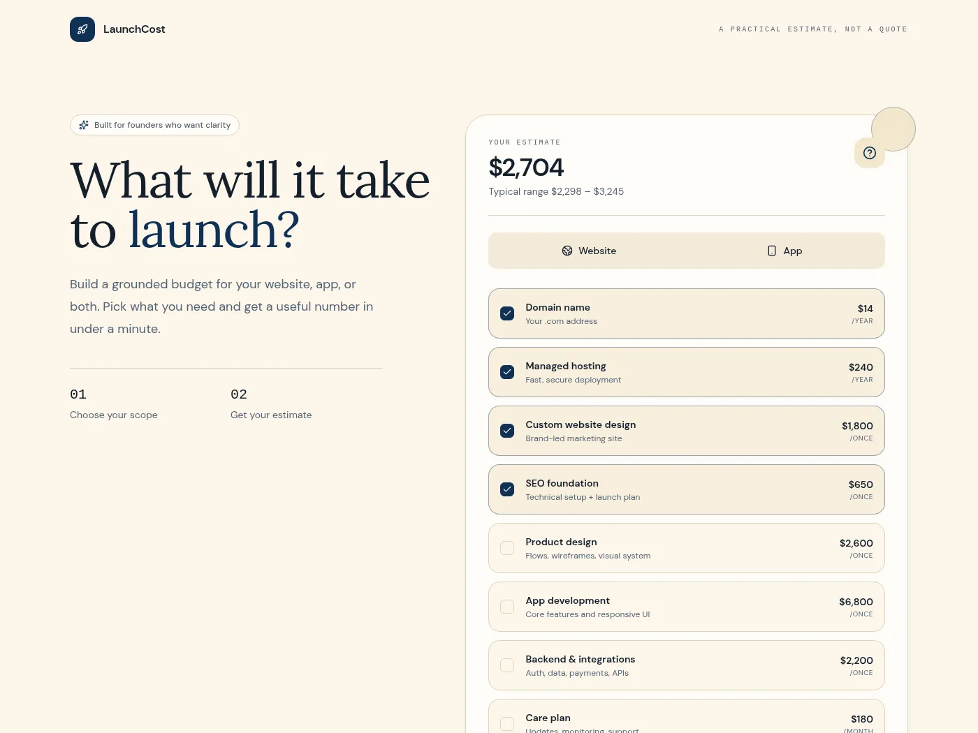 LaunchCost Calculator