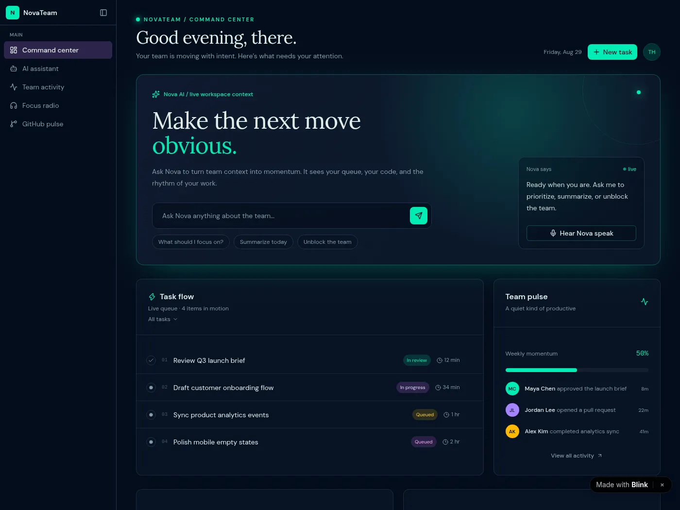 NovaTeam AI Dashboard