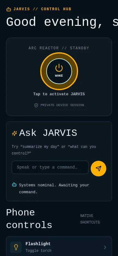 JARVIS AI Control Hub