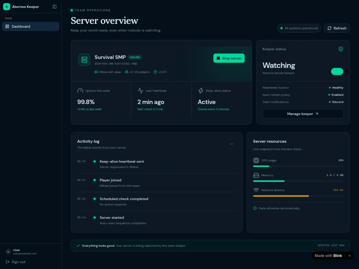 Aternos Server Keeper