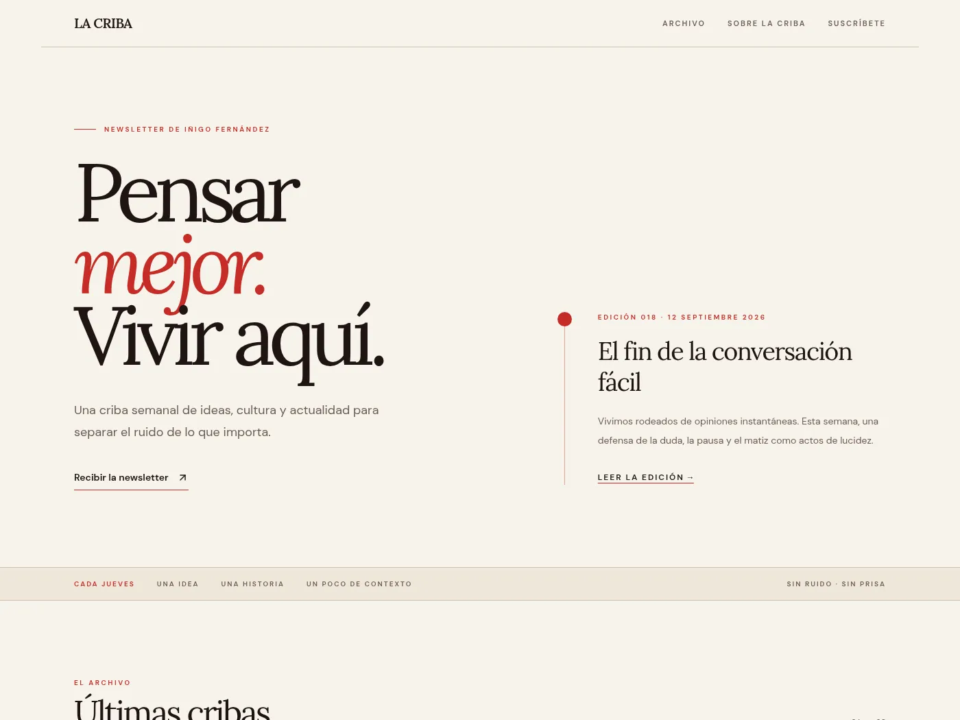 La Criba Web Newsletter