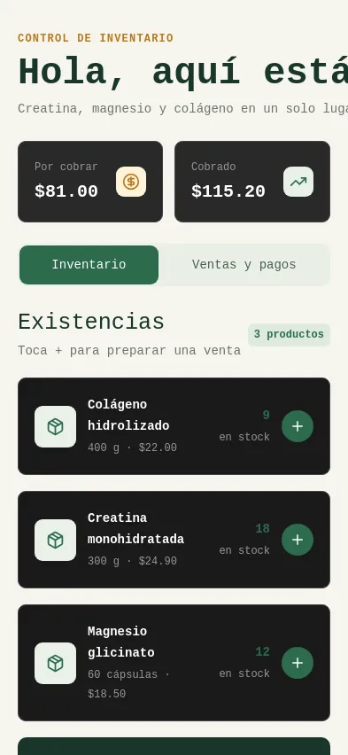 Inventario 3 Productos